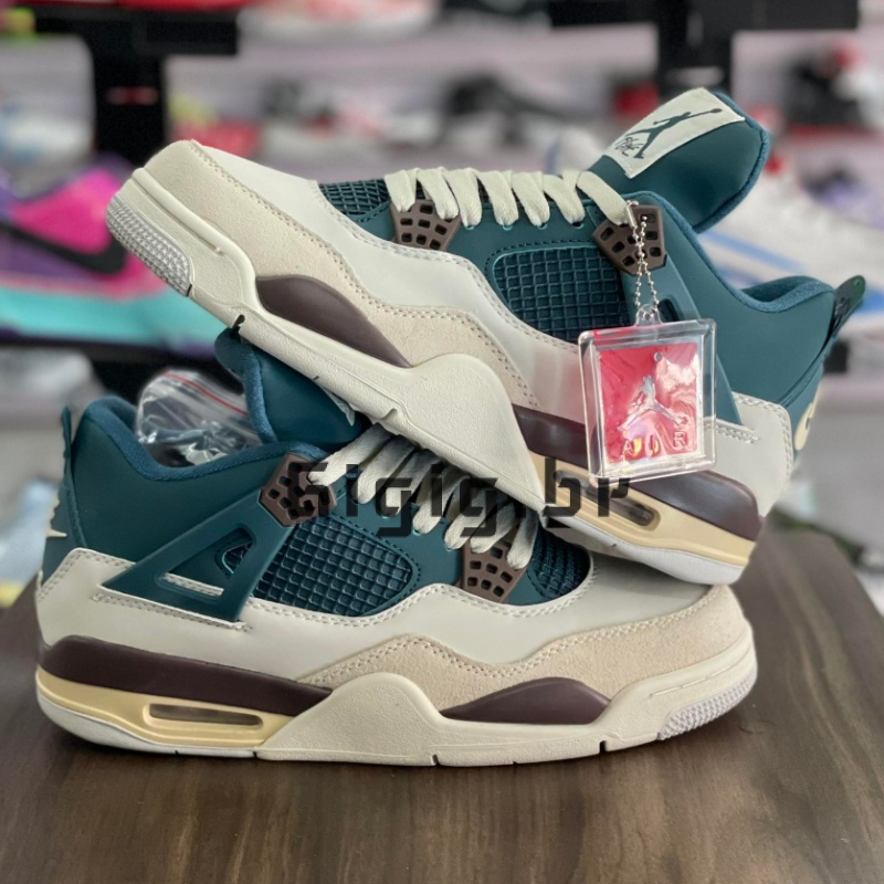 NIKE Air Jordan 4 verde preto leve e resistente ao desgaste ...