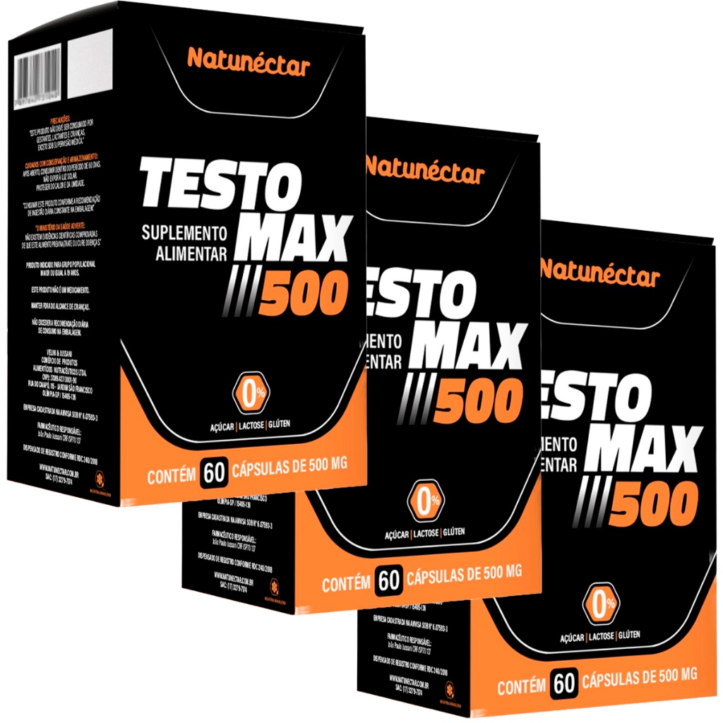 Kit 3 Potes Testomax Suplemento Alimentar Natural 100% Puro Original ...