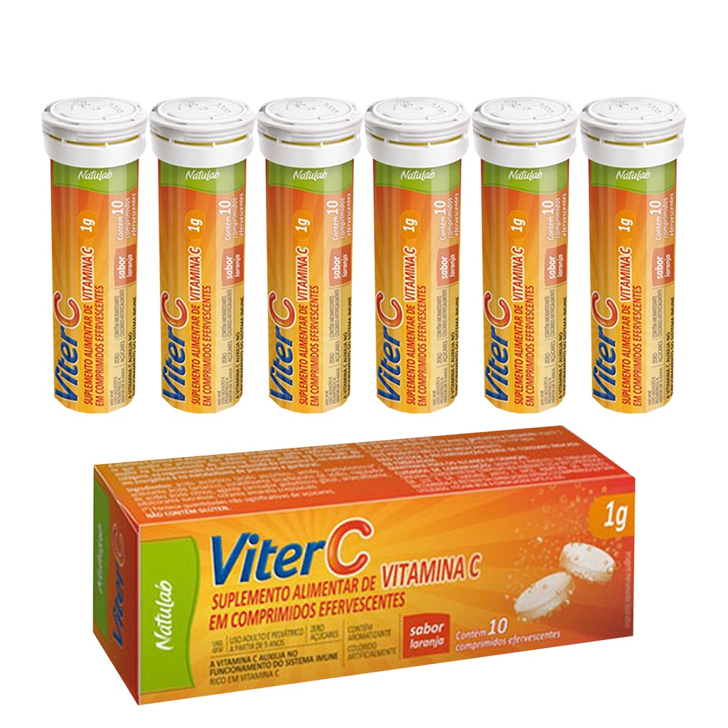 6un Viter C 1g Vitamina C com 10 Comprimidos Efervescentes | Shopee Brasil
