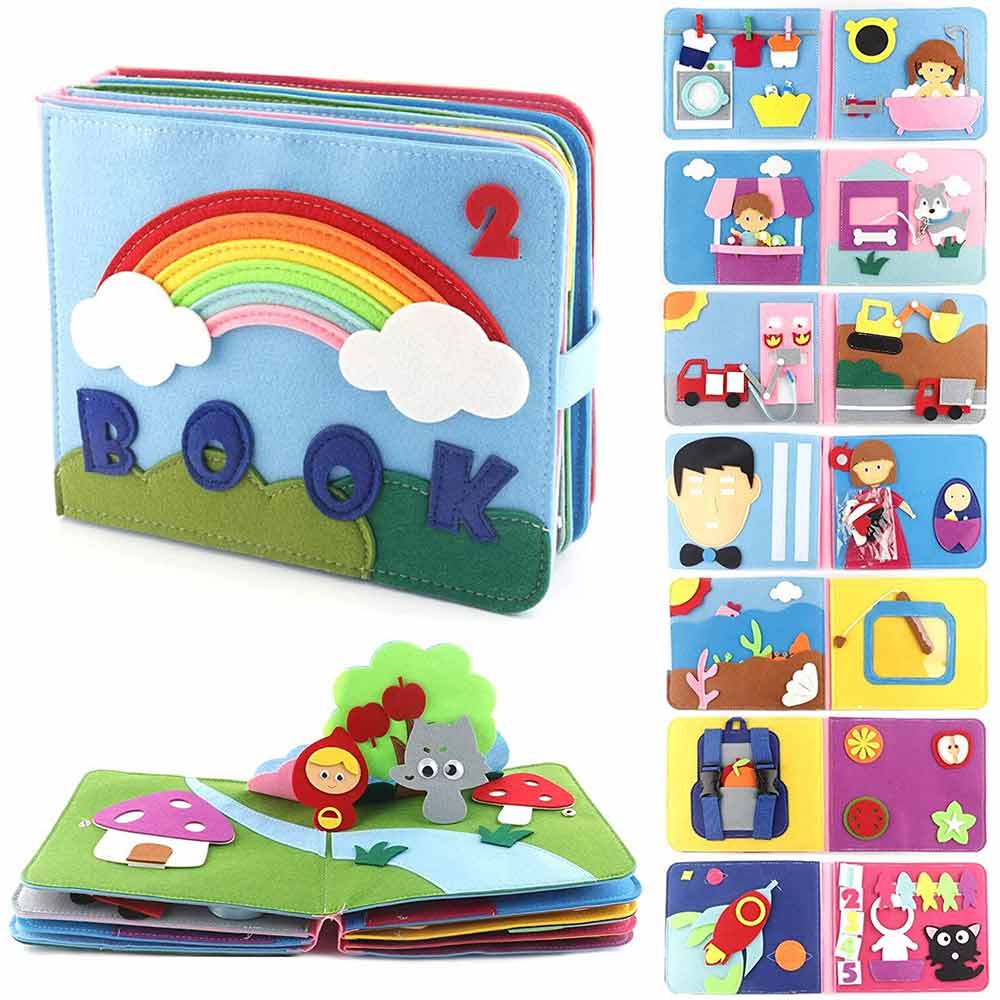 Montessori Toddler Busy Board 3D Cloth Education Book Fabric Story Book ...
