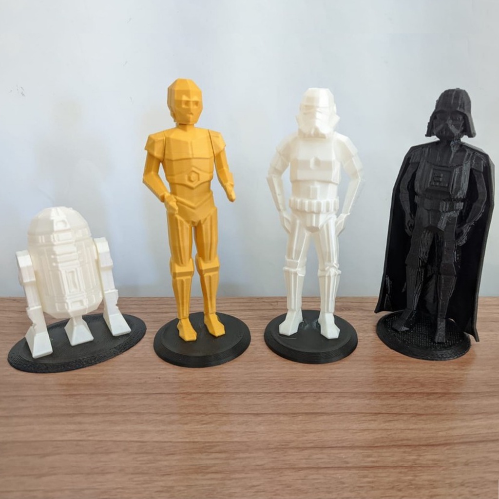 Bonecos Decorativos Star Wars Low Poly, Darth Vader, C3PO, R2D2 e ...