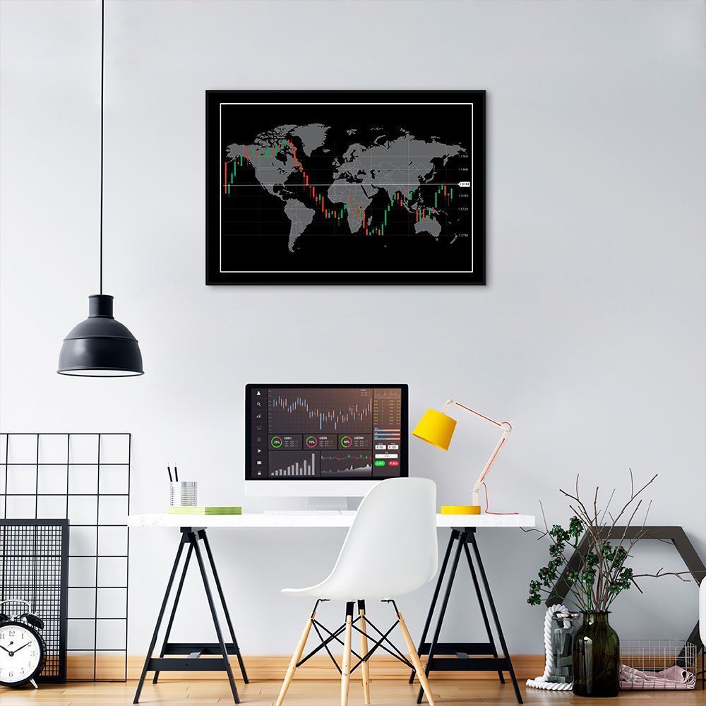 Quadro Mapa Mundi do Investidor 60x43 Caixa Preto | Shopee Brasil