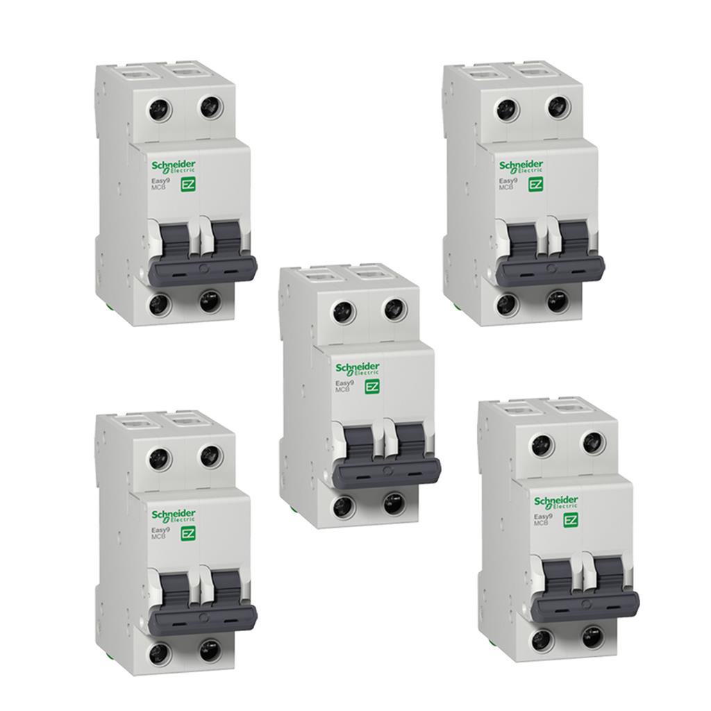 Kit 5 Disjuntor Mini Easy9 Bipolar 2A Curva C Schneider | Shopee Brasil