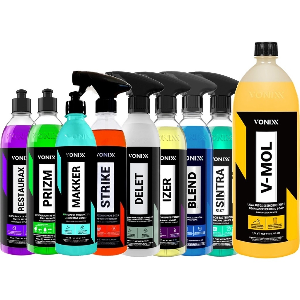 Kit Completo Produtos Para Limpeza Automotiva Vonixx 9 Itens Shampoo ...