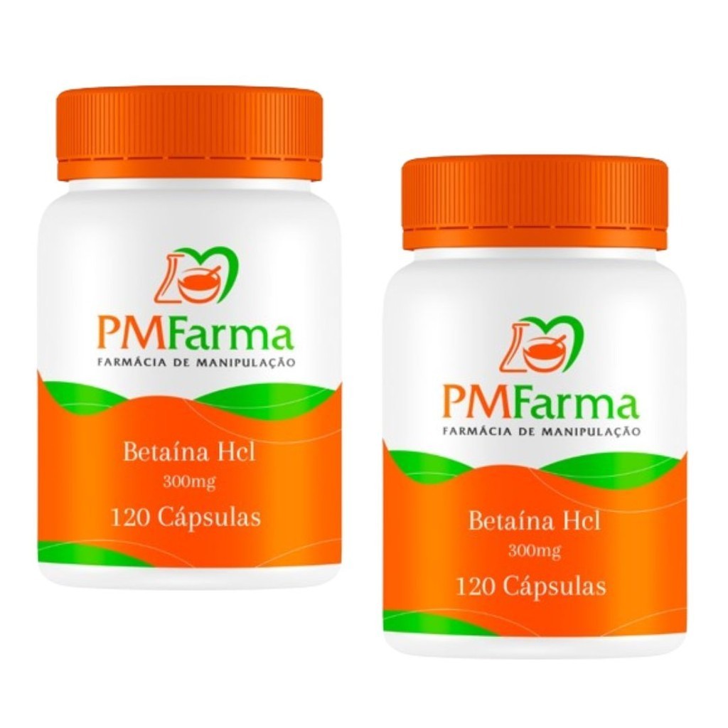 Betaína Hcl 300mg Suplemento Alimentar 120 Cápsulas - Kit 2 Unidades ...