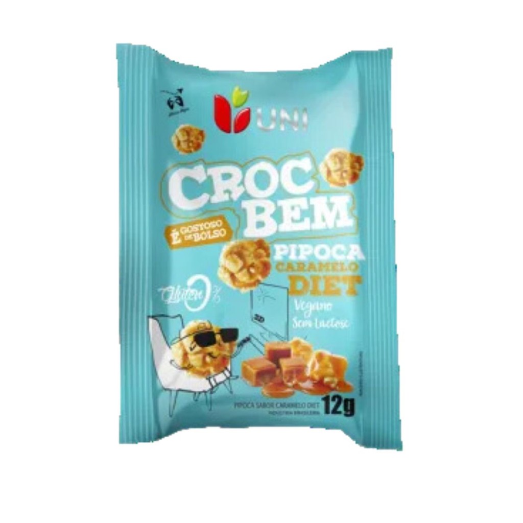 Pipoca Doce Caramelo Diet Croc Bem 12g | Uni Foods | Shopee Brasil