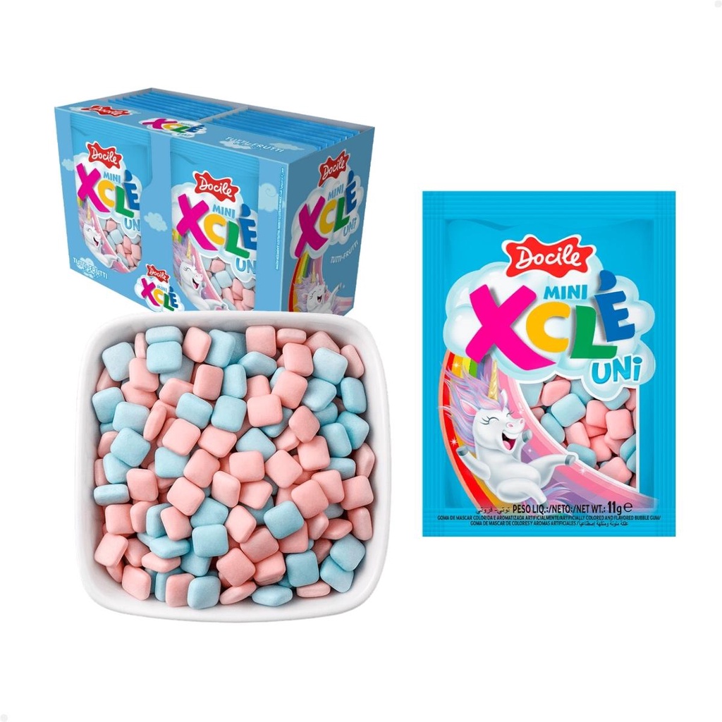 Chicletes Mini Xclé Uni Tutti Frutti 11g C/24 Unidades Docile | Shopee ...
