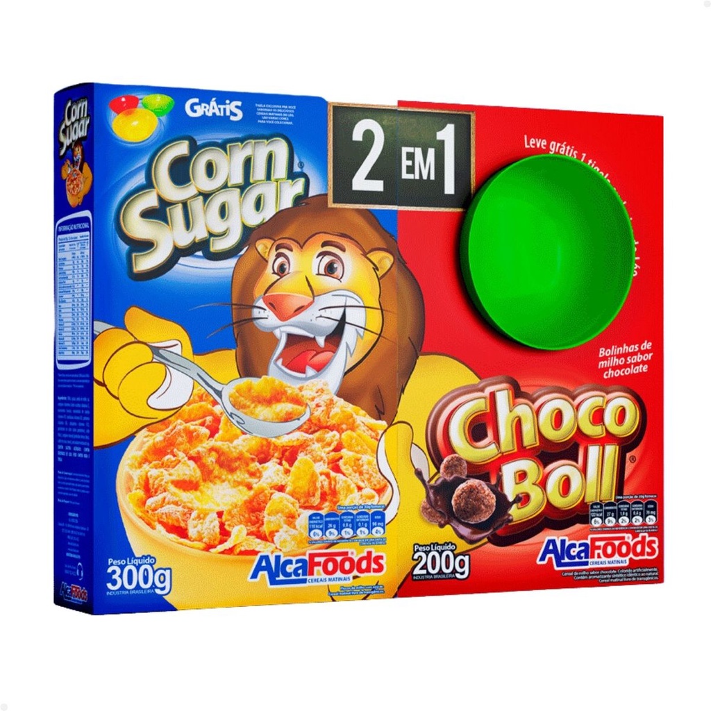 Kit 2 em 1 + Tigela Sucrilhos Cereal Matinal Corn Sugar + Choco Boll ...