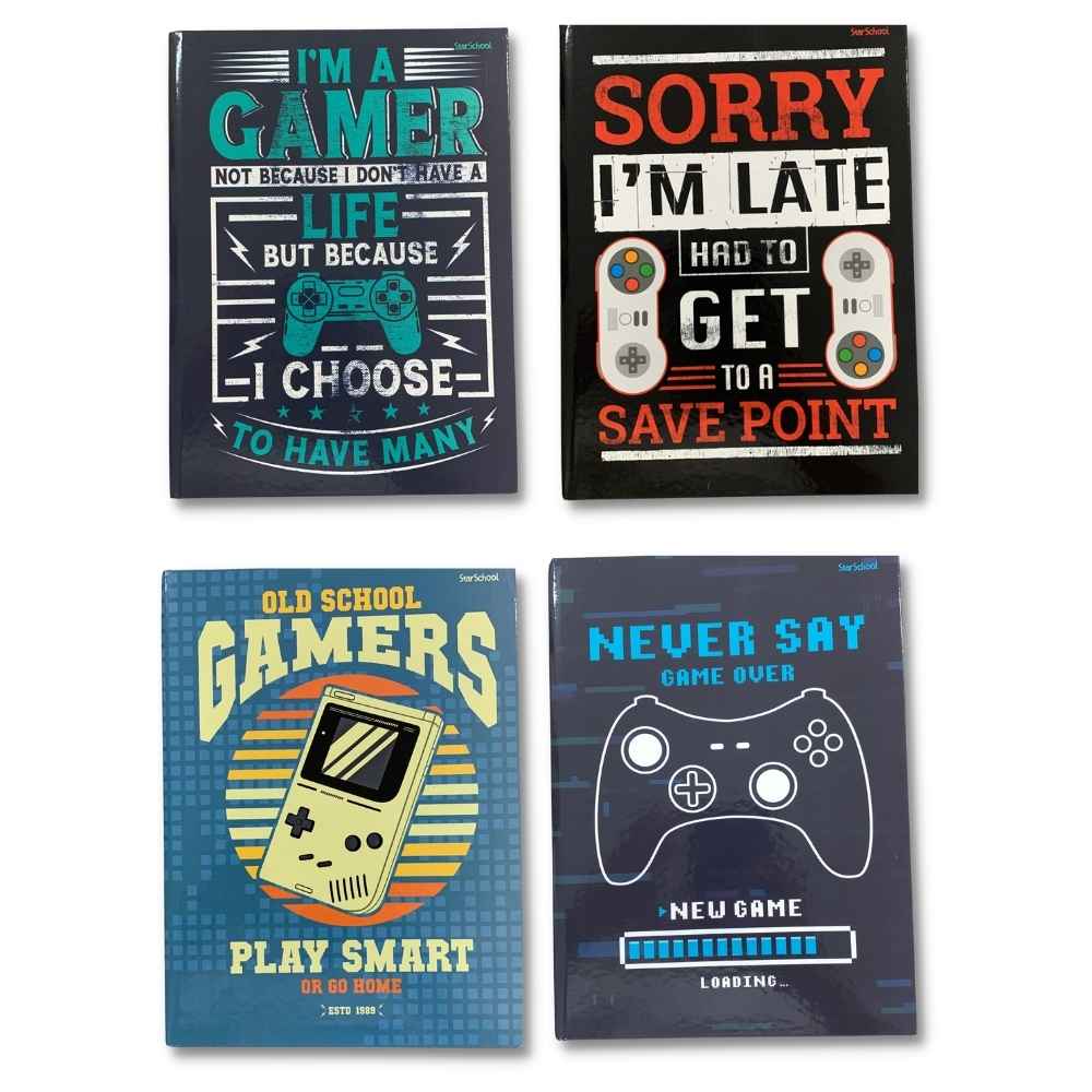 Kit 4 Caderno Brochurão Grande Capa Dura 80 fls - Game - StarSchool ...