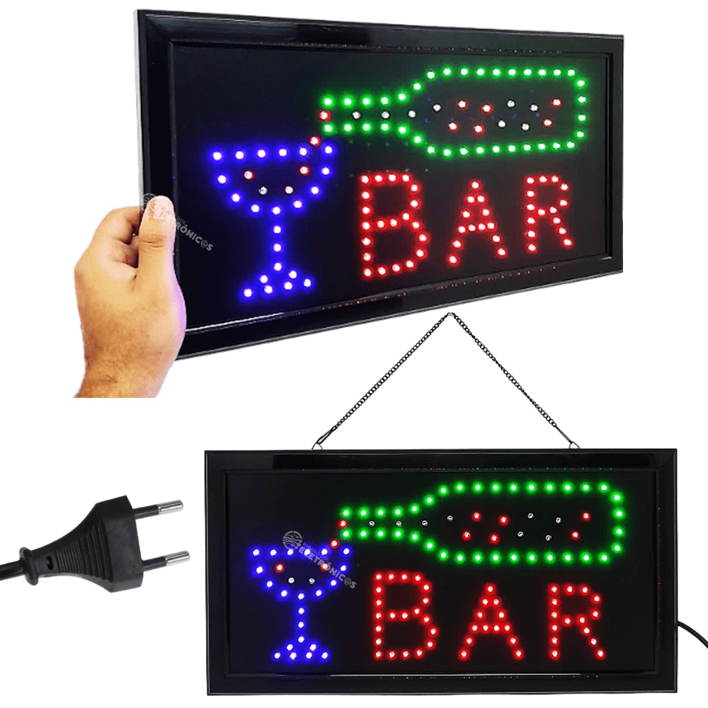 Placa Neon Led Bar Letra Decorativa Painel Neon Led Ideal Para Decorar ...