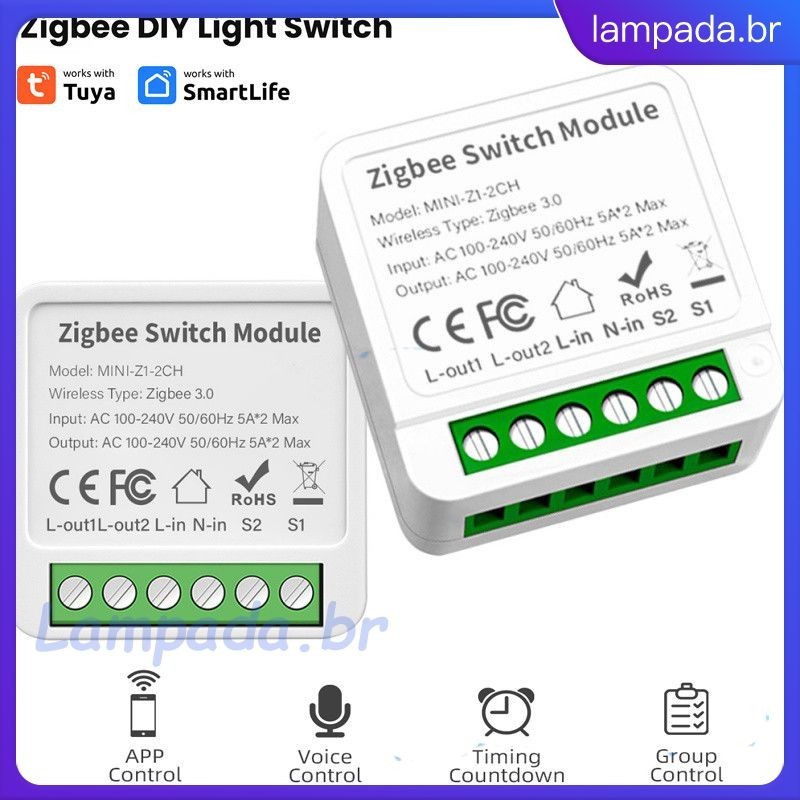 Tuya Smart Zigbee Switch Module 2/3/4 Gang Wireless Zigbee Mini Switch Breaker Zigbee Switch ...