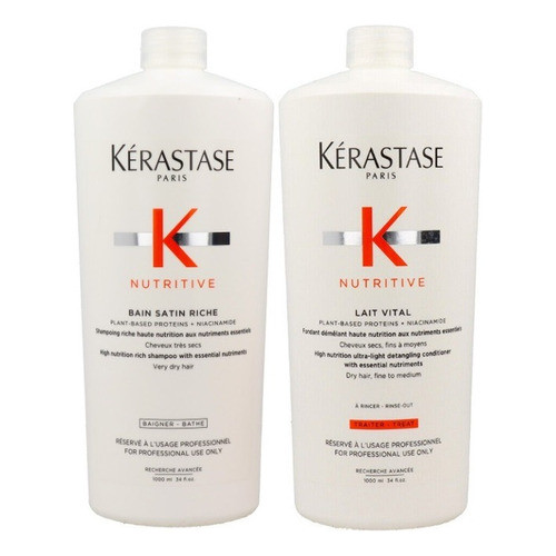 Kit Kérastase Nutritive Satin Riche 1L + Lait Vital 1L | Shopee Brasil