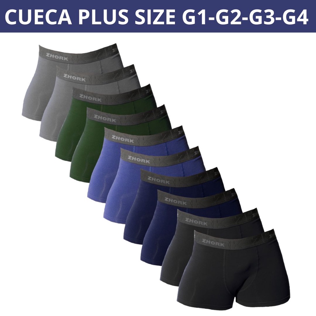 KIT 10 CUECAS BOX BOXER PLUS SIZE EXTRA GRANDE G1 G2 G3 G4 - Corre Que Ta Baratinho