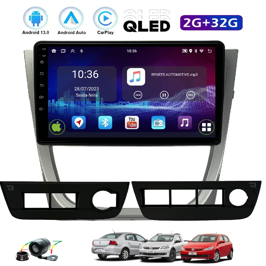 Kit Central Multimidia 9 Polegadas Android VW Gol Saveiro Voyage G5 Grafite | Shopee Brasil