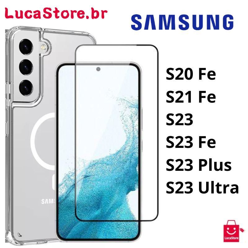 Kit Case Magnetica MagSafe Transparente + Pelicula de Vidro 3D Temperado para Samsung S20 Fe ...