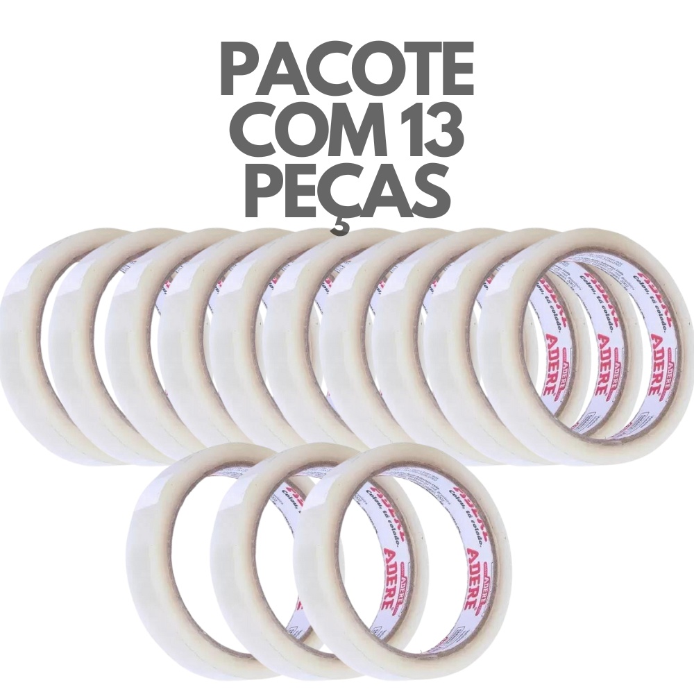 Pacote C/13 Fita Adesiva Empacotamento Transparente 19X50 | Shopee Brasil