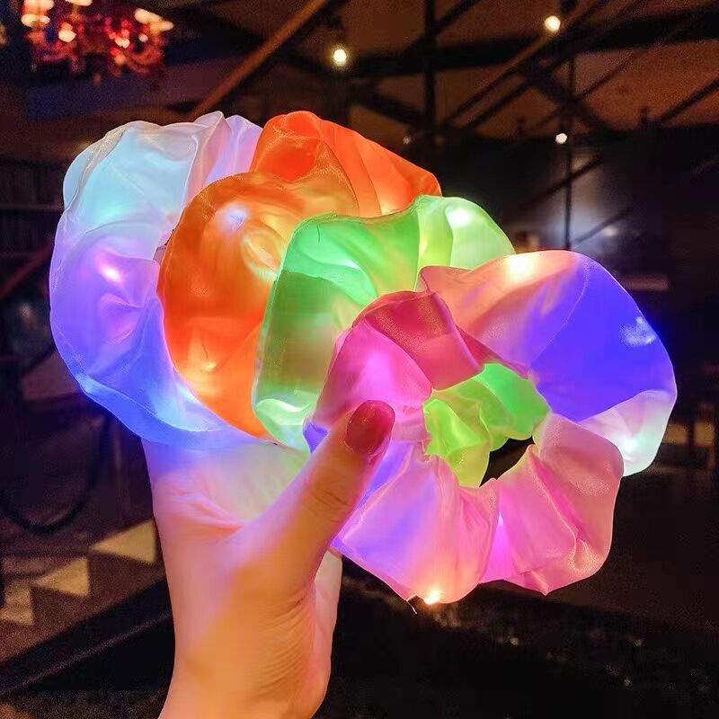 LED Luminous Hair Scrunchies Light Up Elastic Faixas De Cabelo ...