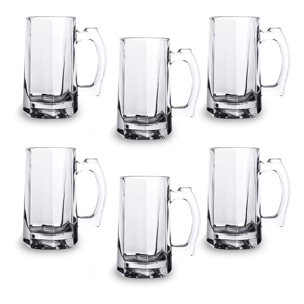 JOGO KIT 6 CANECAS CHOPP CERVEJA ZERO GRAU VIDRO 340 ML | Shopee Brasil