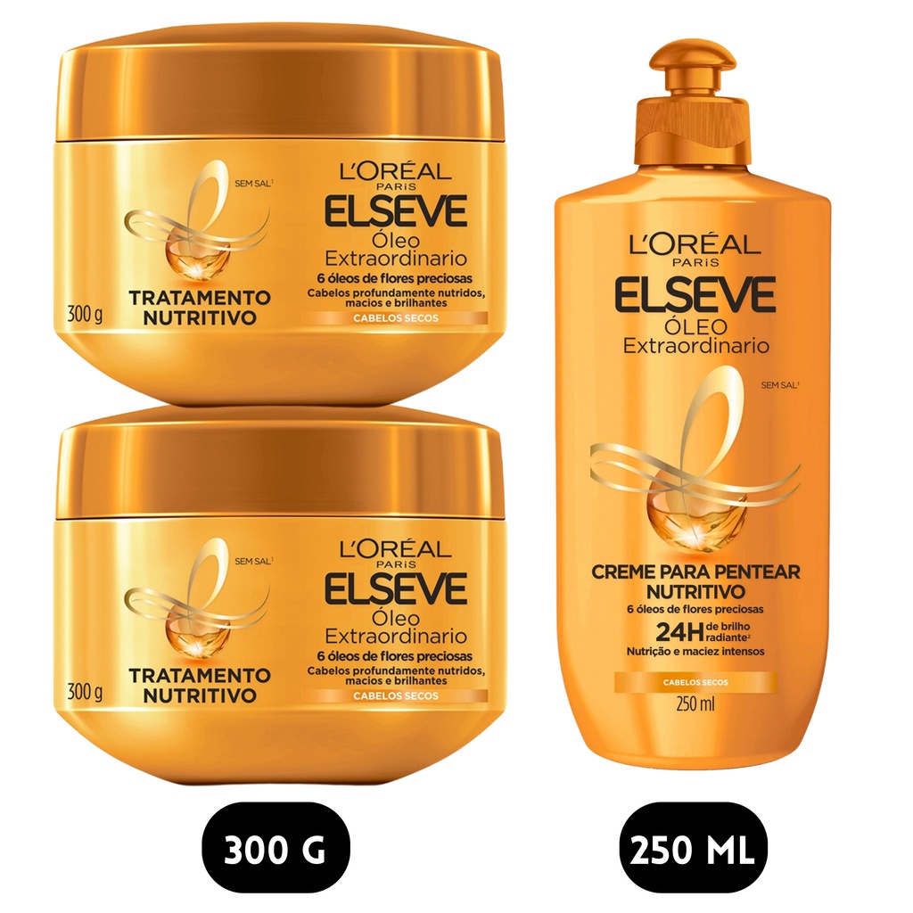 Kit Elseve Tratamento Nutritivo Pentear Cabelos Secos Loréal Argan e ...