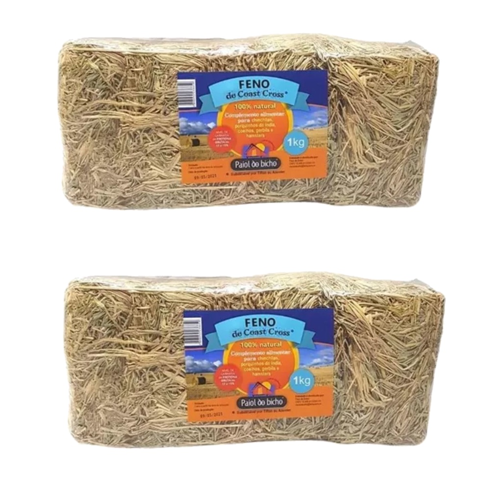 Kit Com 2 Feno Para Roedores Hamster Coelho Porquinho Da India 1kg ...