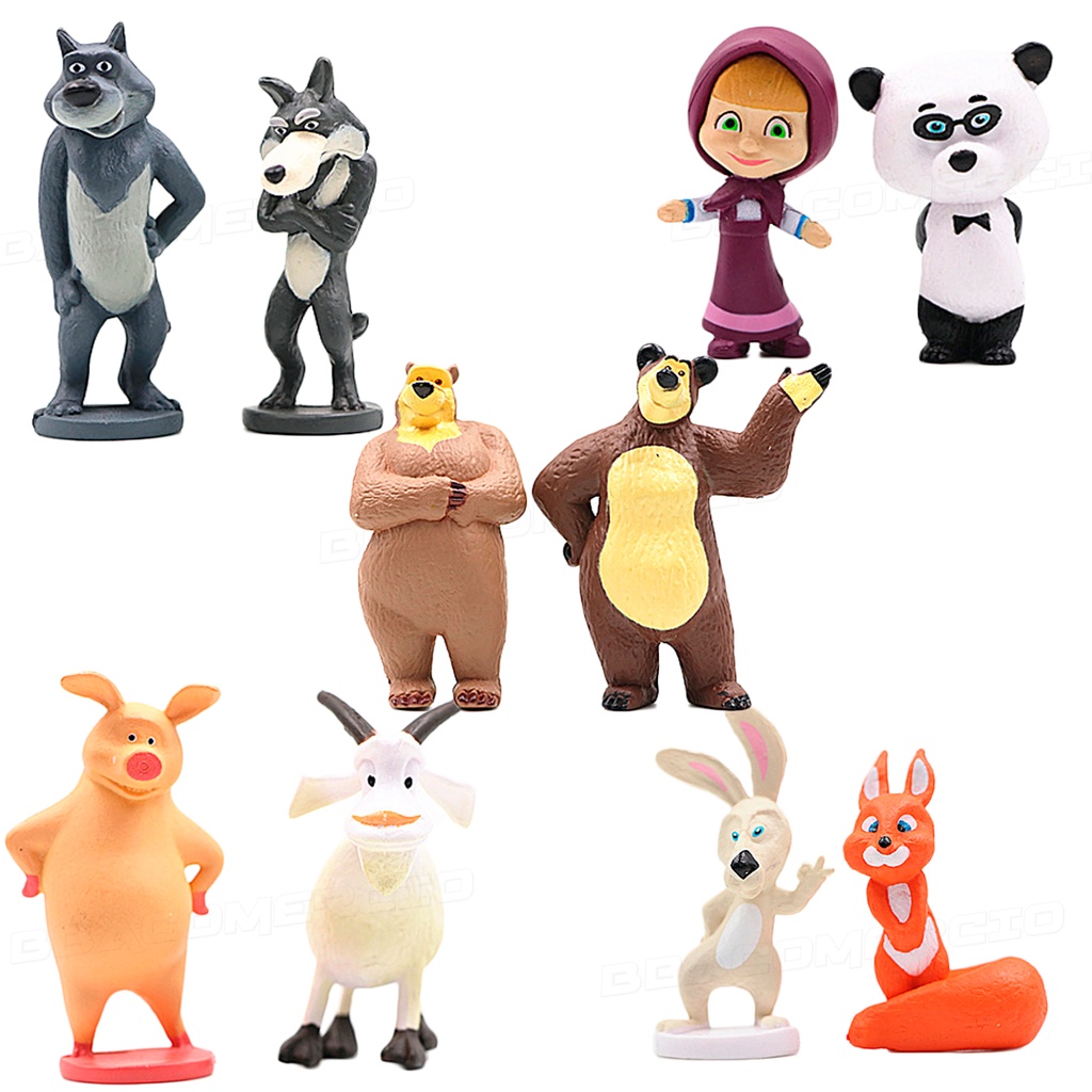 10 Bonecos Masha E O Urso Bonecos Pvc 6cm Miniaturas Coleção | Shopee ...