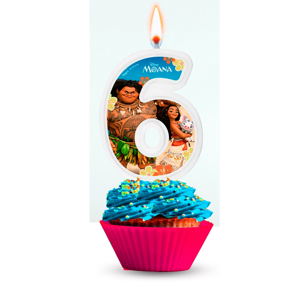 Vela festa Moana disney Número 6 decoração aniversário | Shopee Brasil