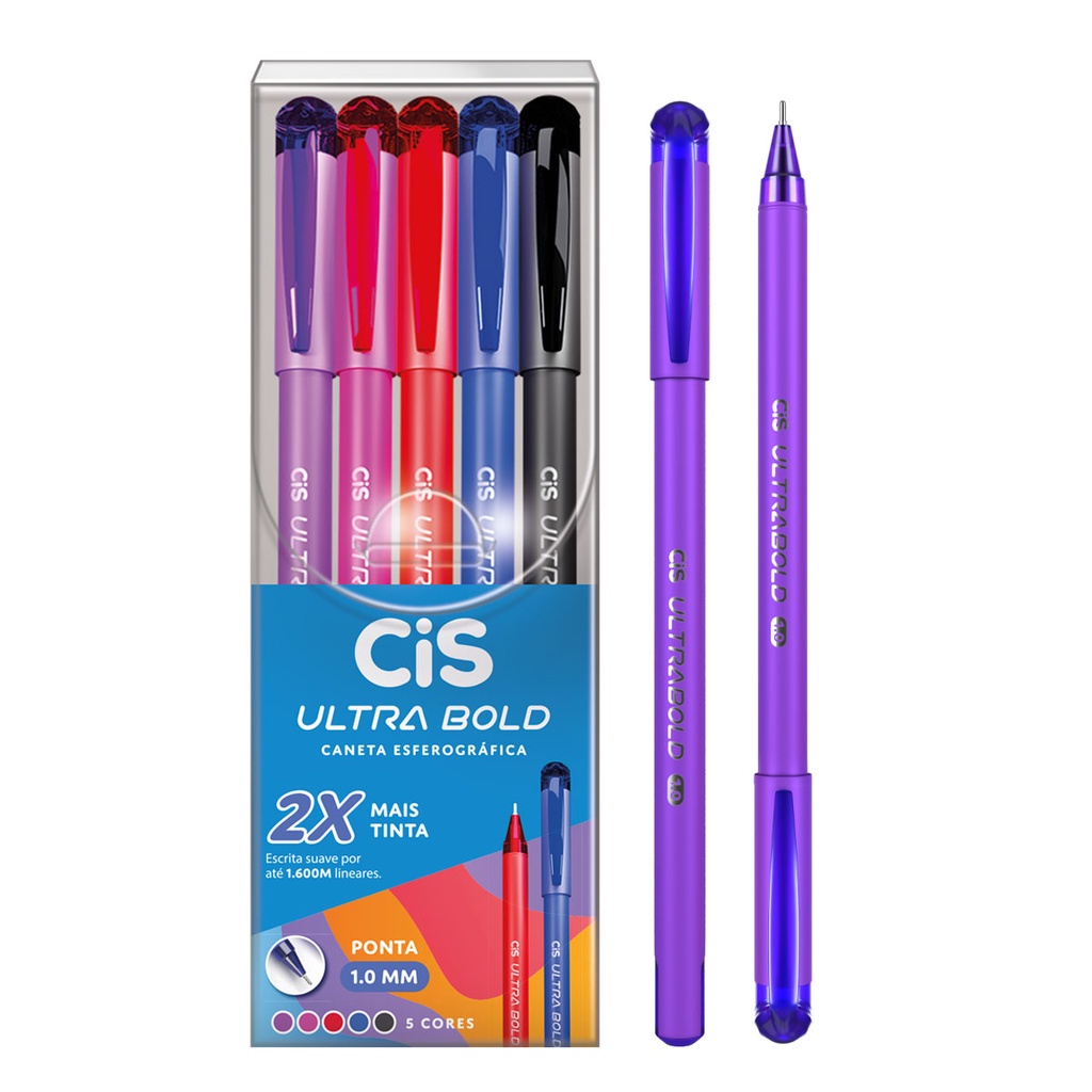 Caneta Esferográfica 1.0 Ultra Bold Cis Kit c/5 unid | Shopee Brasil