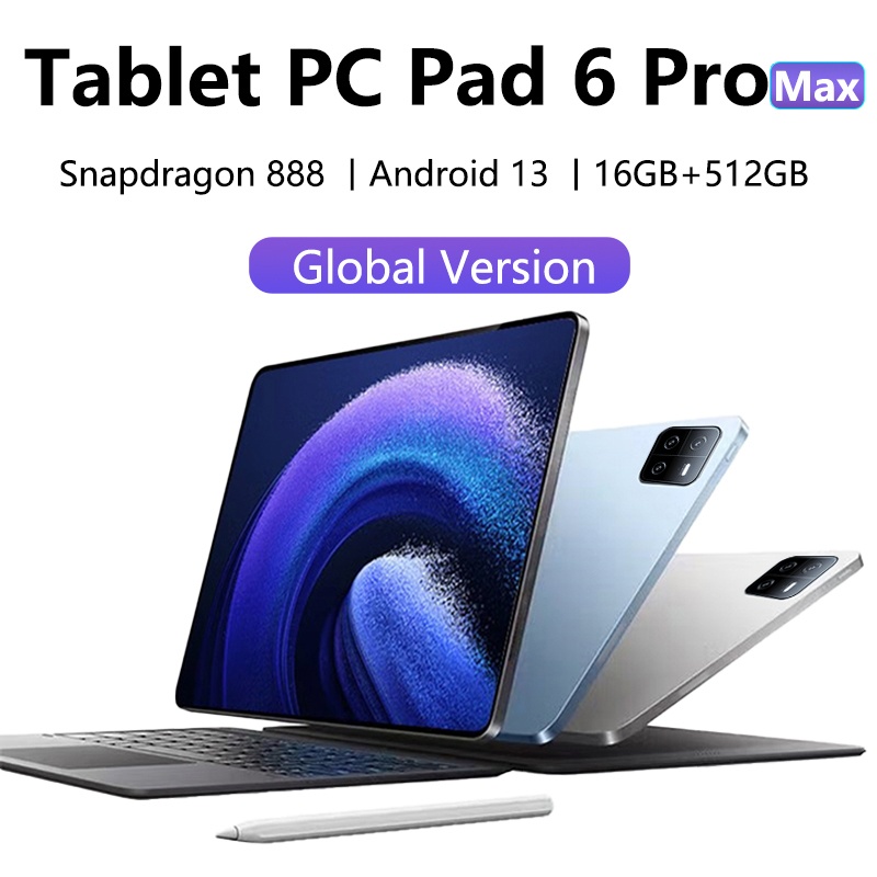 Tablets PC Android 13 Pad 6 Pro Snapdragon 888 Processador Tablet 16GB ...
