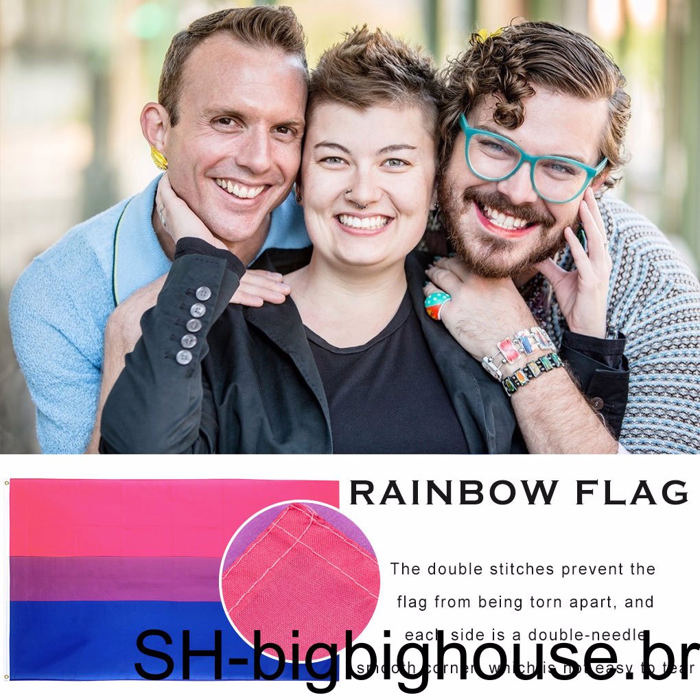1/2/3 90x150cm Bandeira Bissexual LGBT Bissexual Grande Arco-íris Gigante Bandeira do Orgulho ...