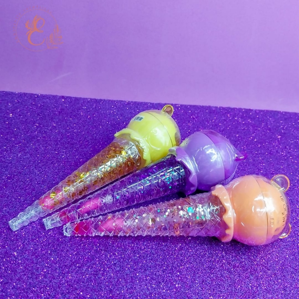 Gloss infantil Glitter formato sorvete de ursinho Lip Oil e Lip Balm ...