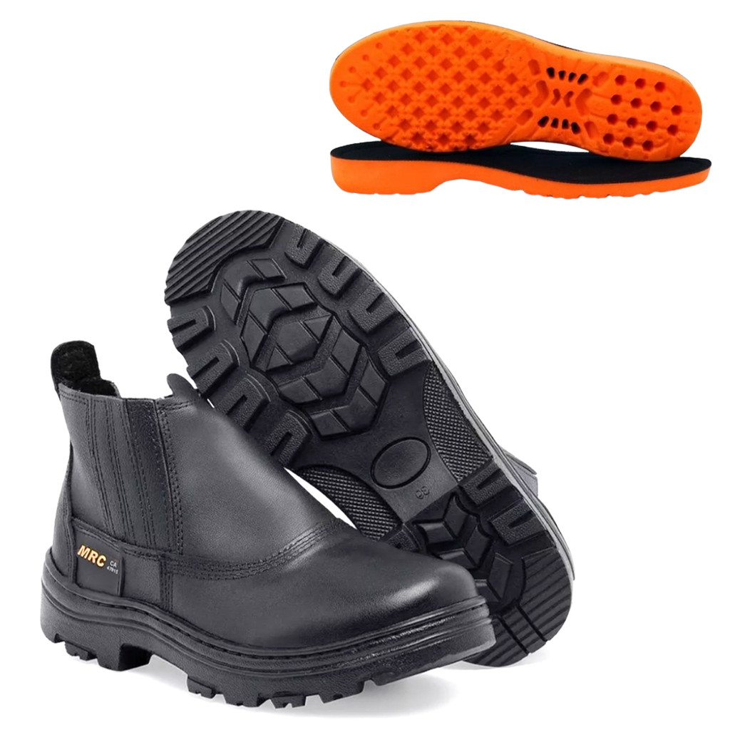 Bota Botina De Trabalho Epi De Segurança Com CA + Palmilha Ortpédica Em ...