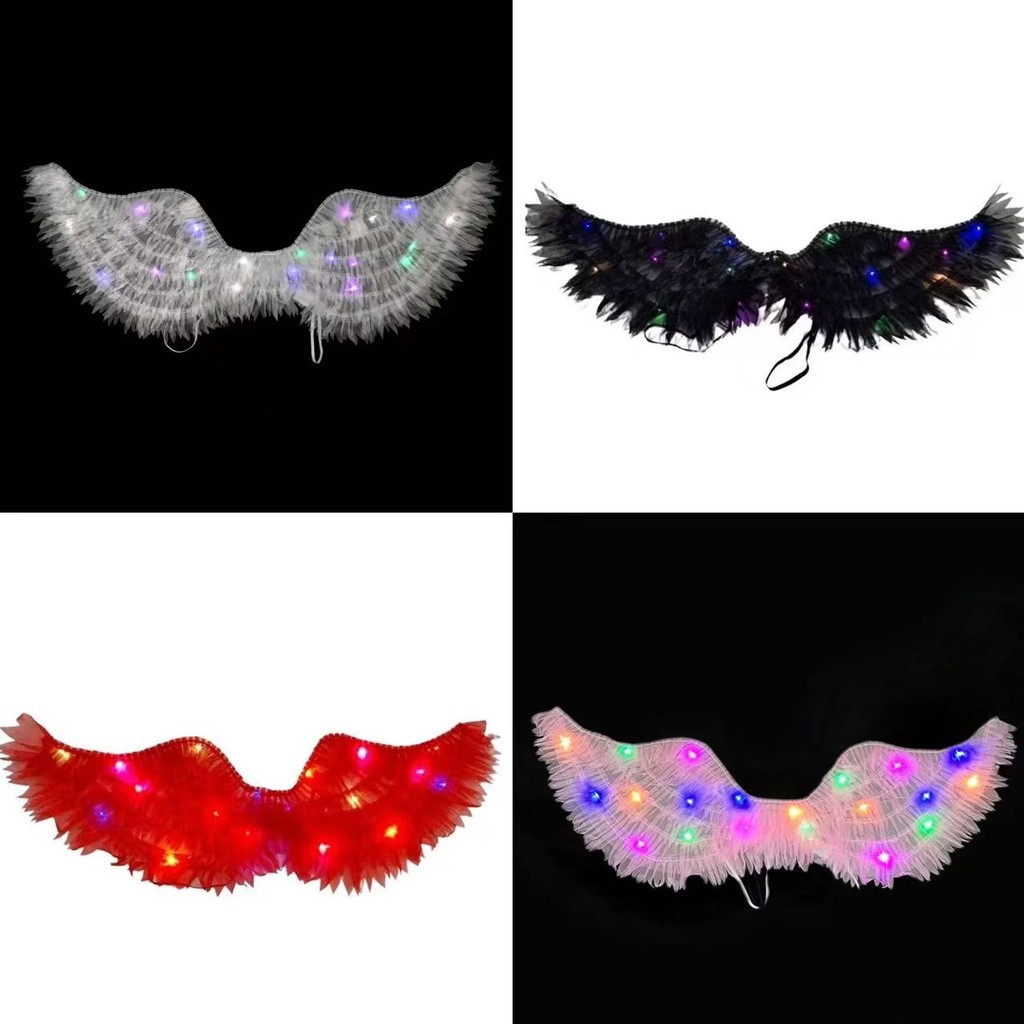 Asas de Anjo com Luzes LED Coloridas para Fantasia Carnaval Adulto-80CM ...