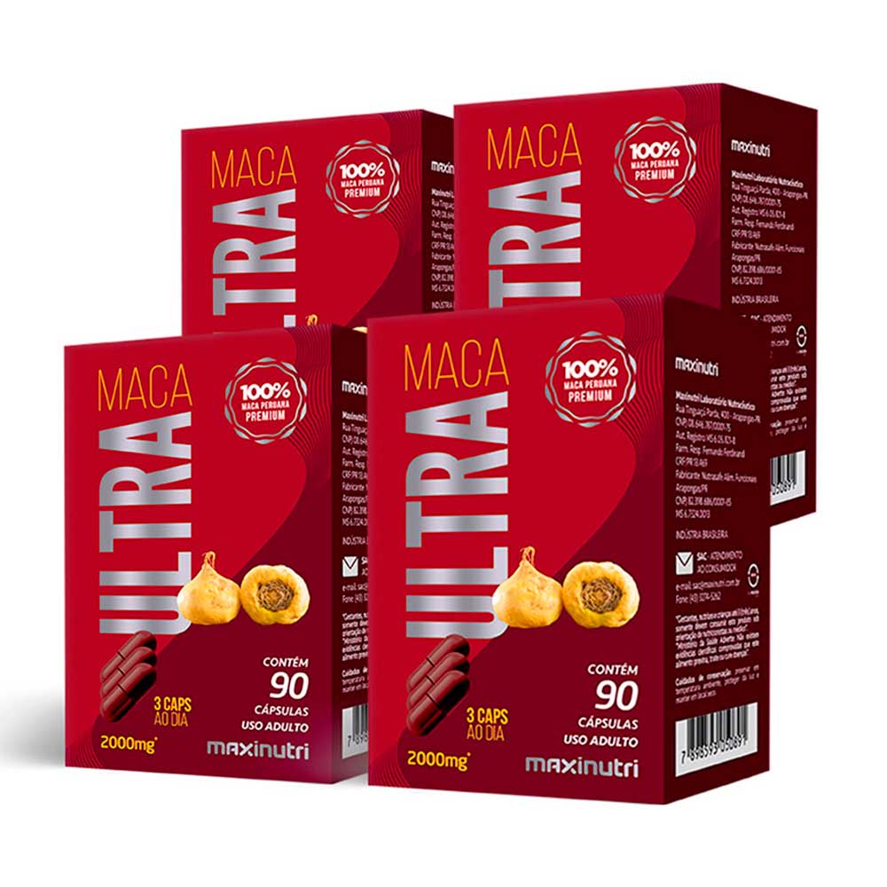 Kit 04 Maca Peruana Ultra 2000mg 100% Maca 90 Caps Maxinutri | Shopee ...