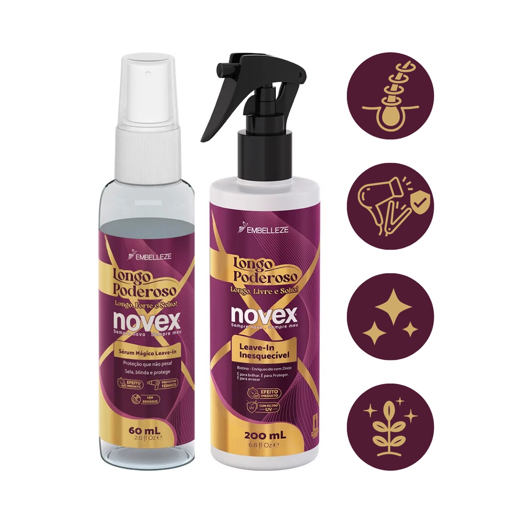 Kit Leave-In Inesquecivel Serum Magico Longo Poderoso Novex | Shopee Brasil