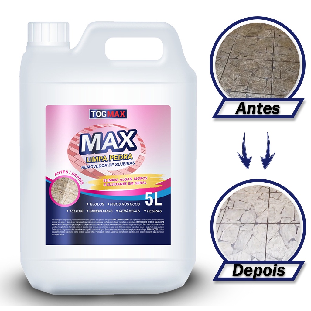 Limpa Pedra Max Removedor De Sujeira Mofo Manchas Para Pisos Telhas ...