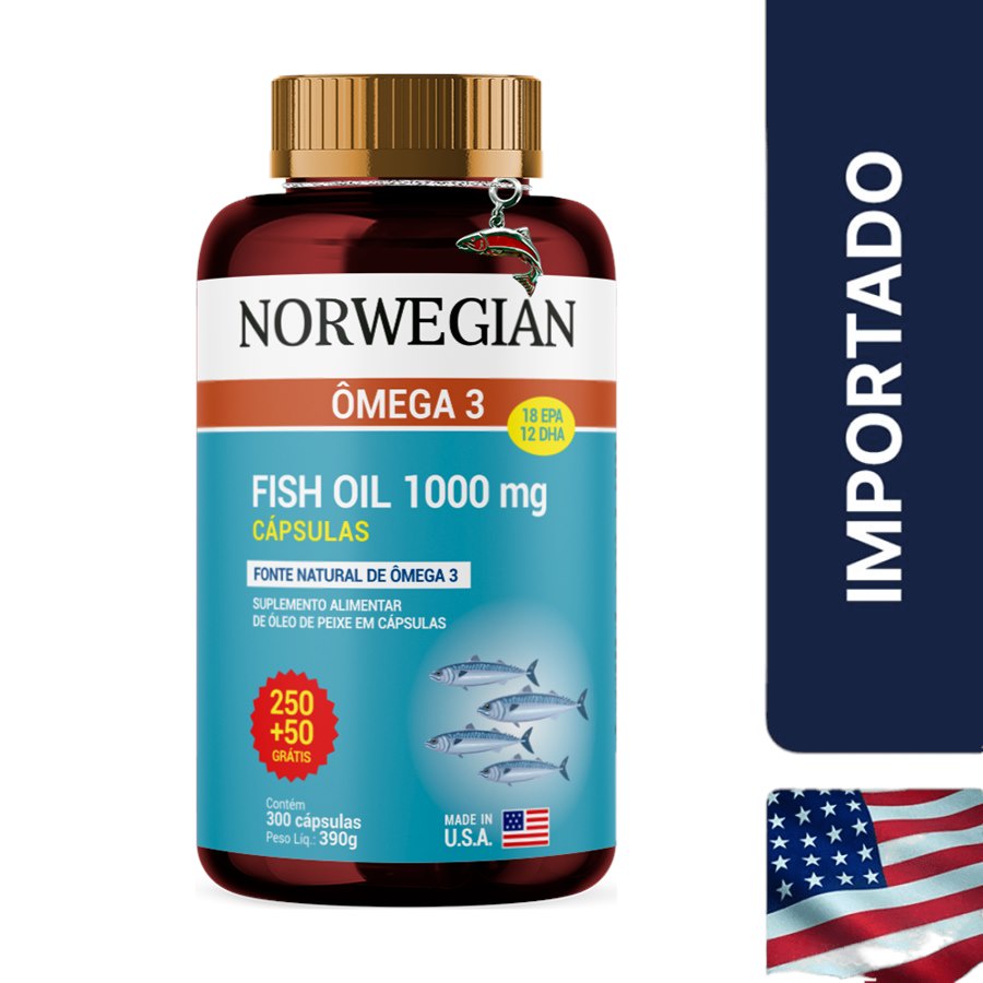 ÔMEGA 3 1000MG NORWEGIAN MADEIN USA 300 CAPS SIDNEY OLIVEIRA ...