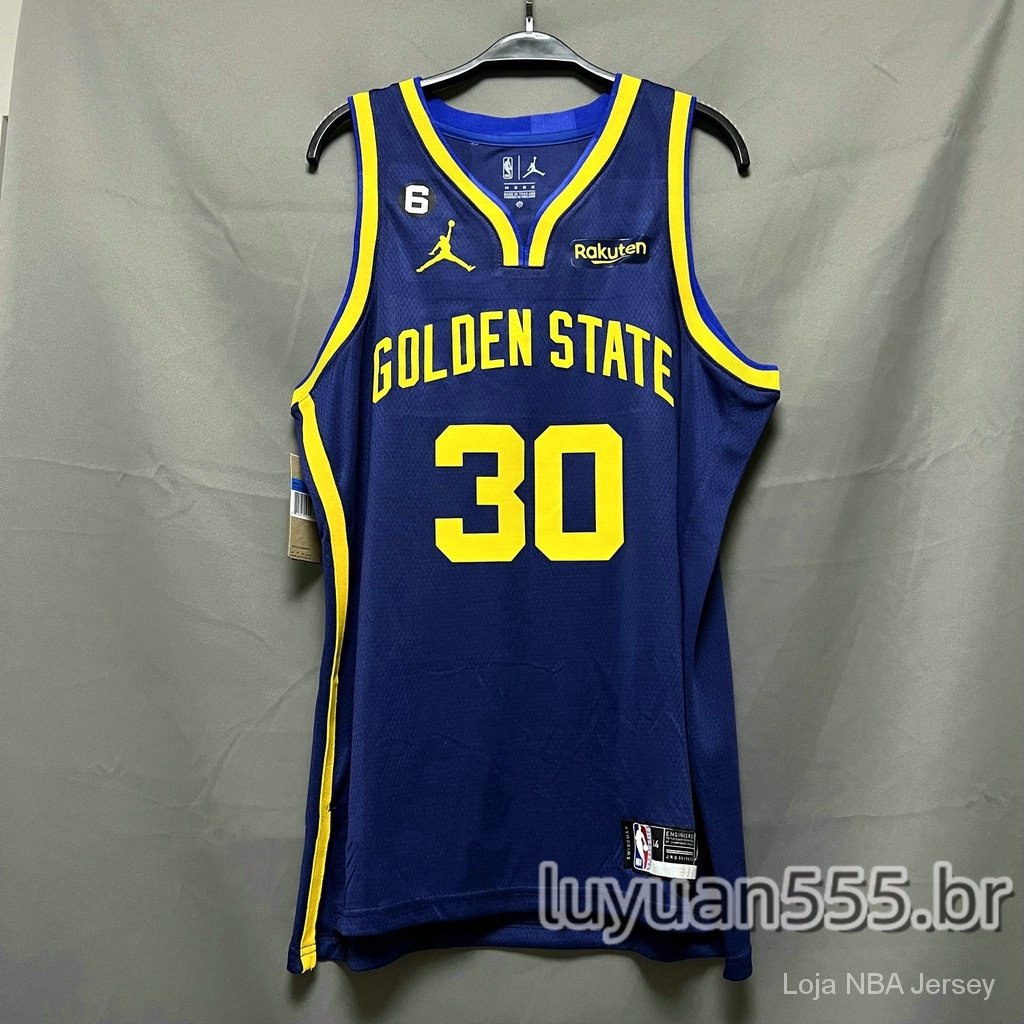 Hot pressed Camisa Golden State Warriors #30 Stephen Curry Masculina NBA Jersey azul marinho De ...