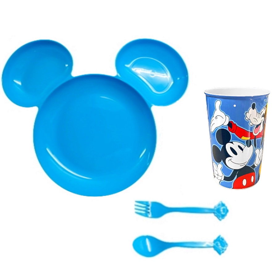 Prato Alimentação Bebê com Divisórias e Copo Estampado do Mickey ...