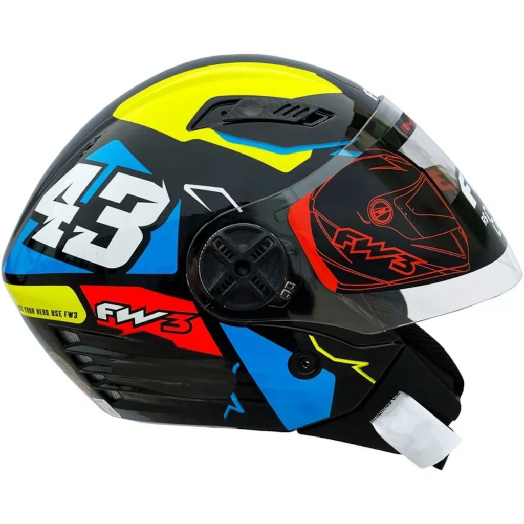 Capacete Fw3 Moto Aberto X Open Fox 43 Amarelo E Azul | Shopee Brasil