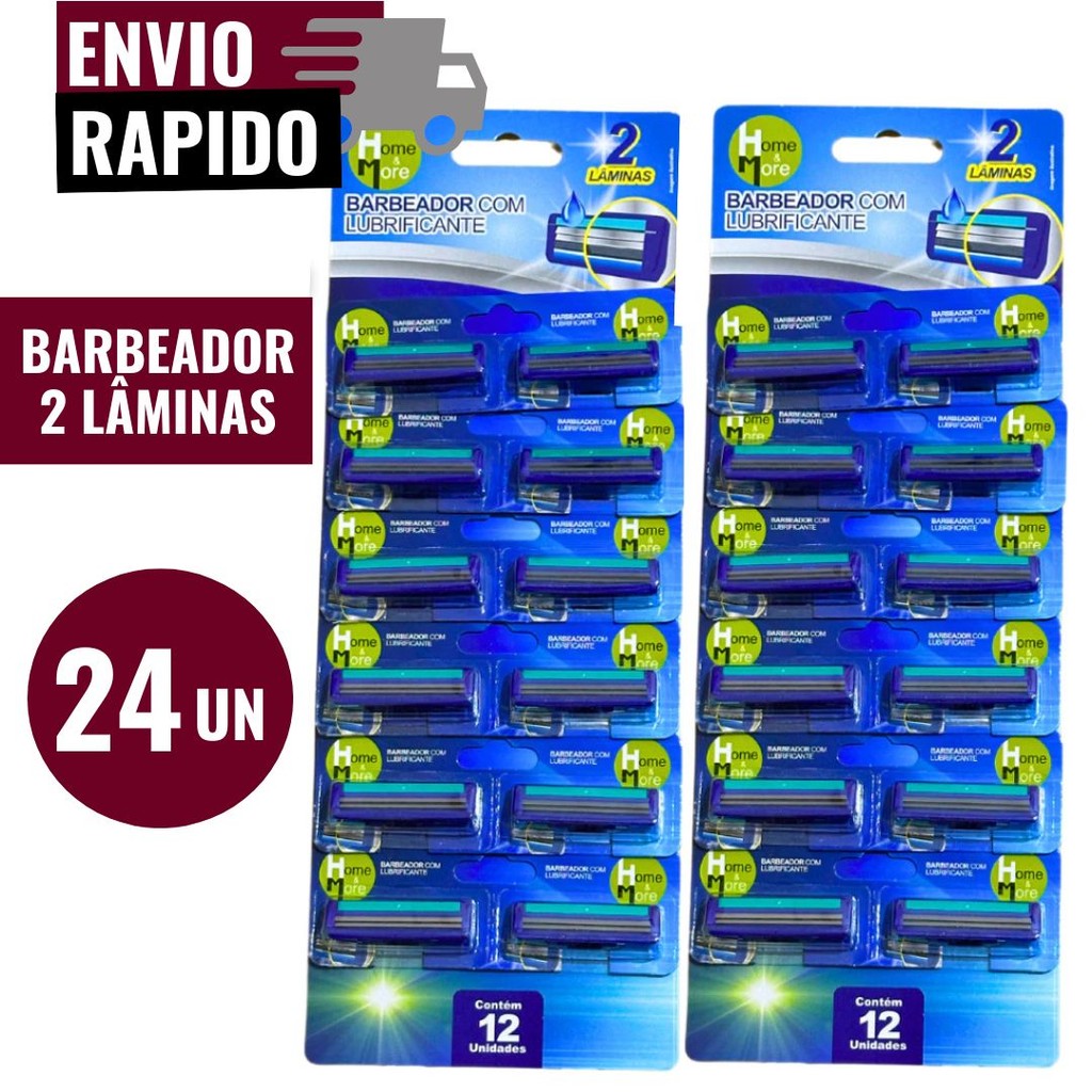 Kit 24 Barbeador Aparelho De Barbear Descartável 2 Lâminas Com Fita ...