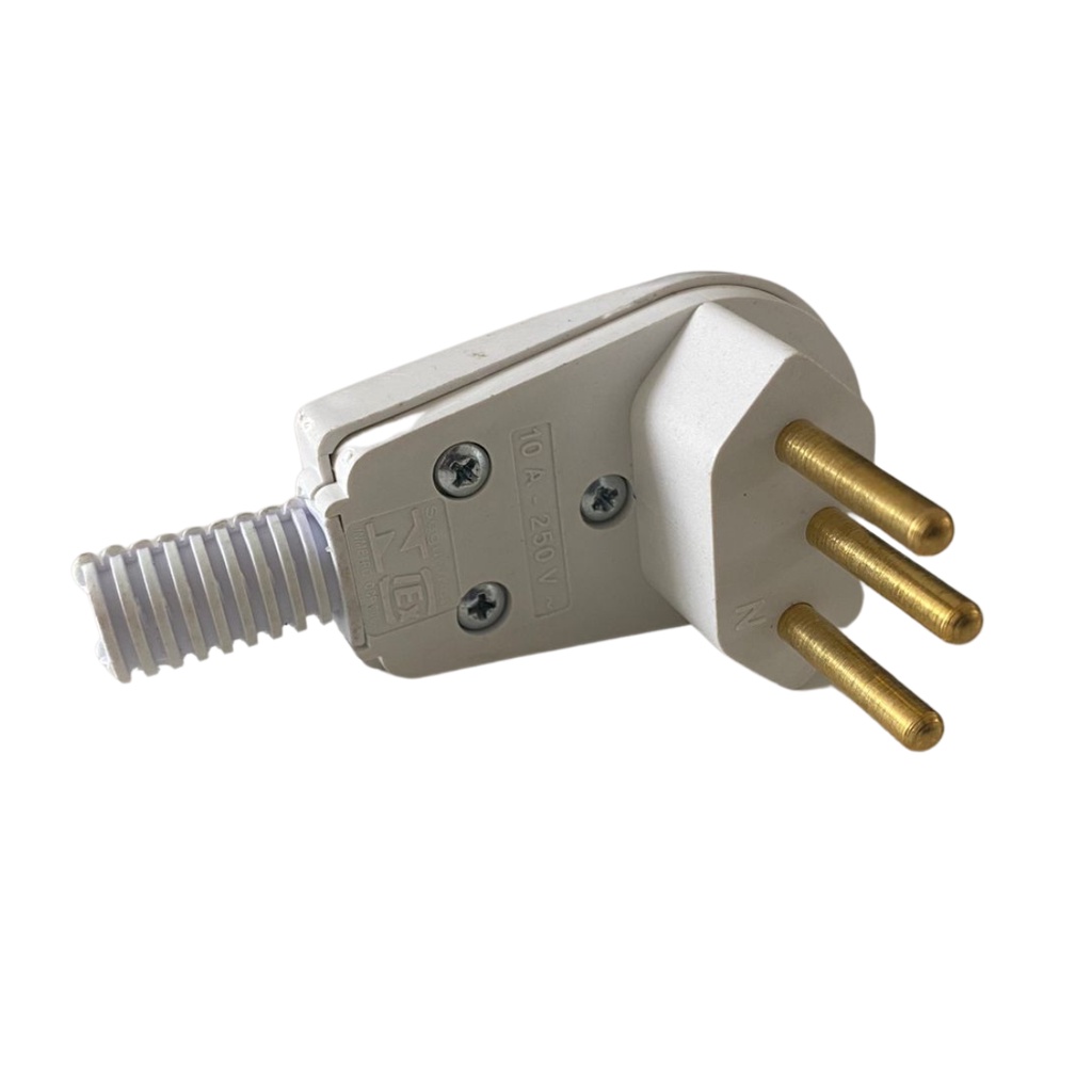 Plugue Pino Macho Grande 20A Adaptador 3 Pontas Branco Prensa Cabo ...