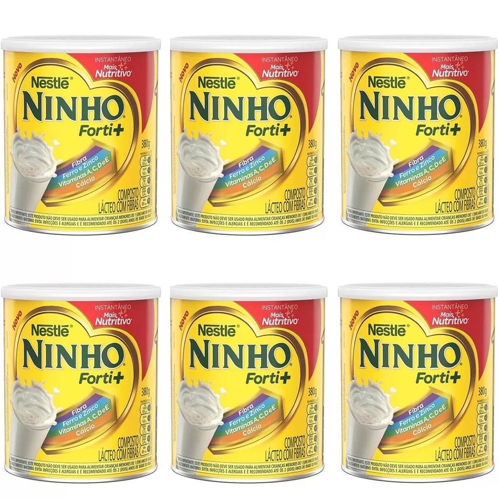 Kit 6 Compostos Lácteo Ninho Forti Instantâneo 380g – Nestle | Shopee ...