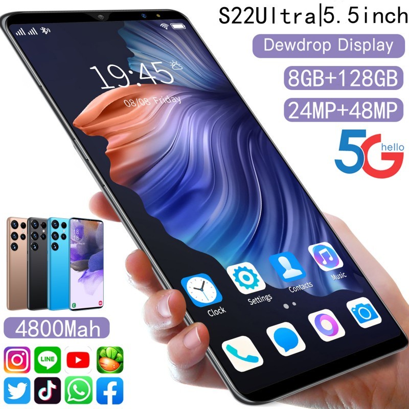 Telefones Celulares S22Ultra Celular De 5,5 Plolegadas Tela De 8 Gb De ...