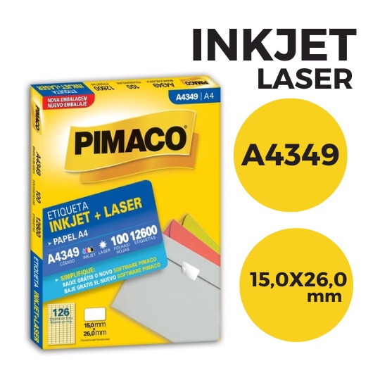 Pimaco Inkjet Laser A4 A4349 15,0X26,0mm | Shopee Brasil