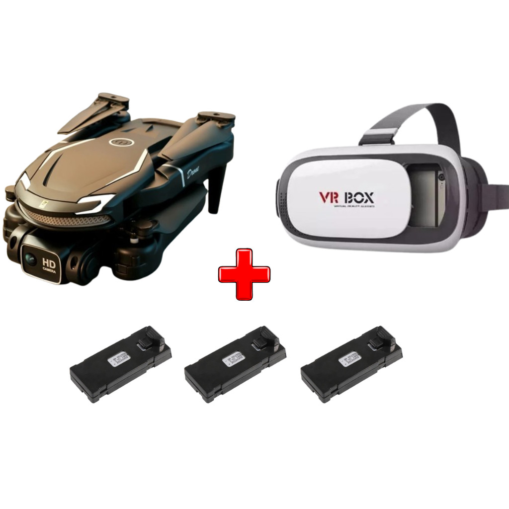 Drone V88 Profissional, Camera 4k + Óculos VR - 3 Baterias | Shopee Brasil