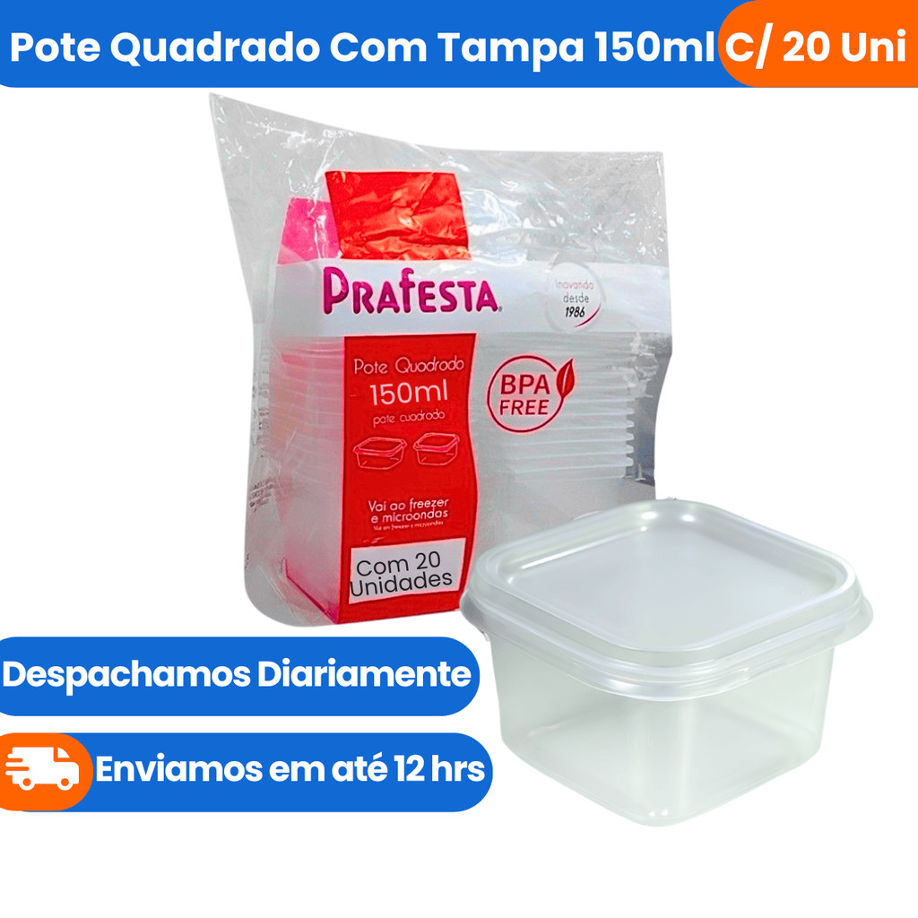 Pote Quadrado Com Tampa 150ml Bolo doces No Pote Pacote 20 Unidades | Shopee Brasil