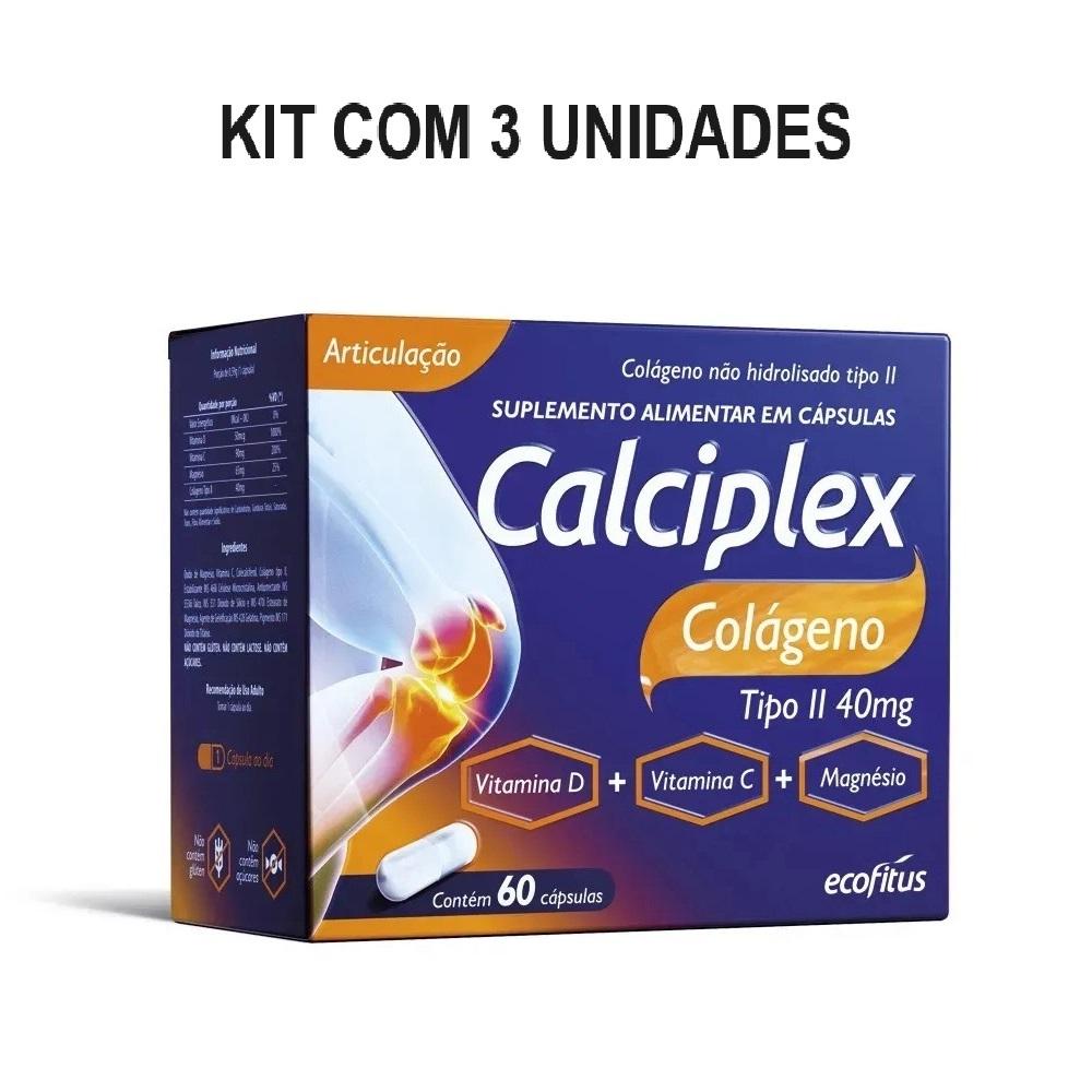 Kit Calciplex Colágeno Tipo II 40mg C/ 3 Un De 60 Cápsulas | Shopee Brasil