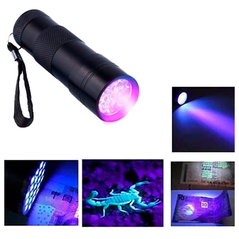 Lanterna Luz Negra Led Uv Ultravioleta 9 Leds Dinheiro Falso | Shopee Brasil