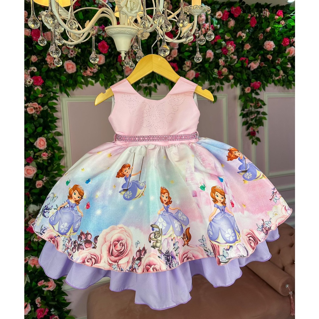 Vestido Tematicos da Miss Princesa Sofia1 | Shopee Brasil