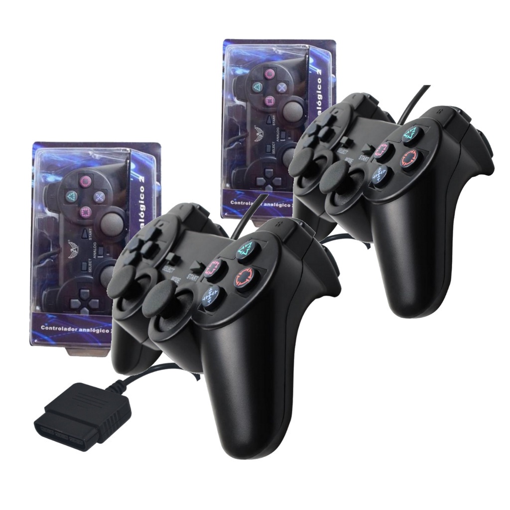 Controle Ps2 Dualshock Kit 2 Unidades Joystick Analógicos Manete Play 2 ...